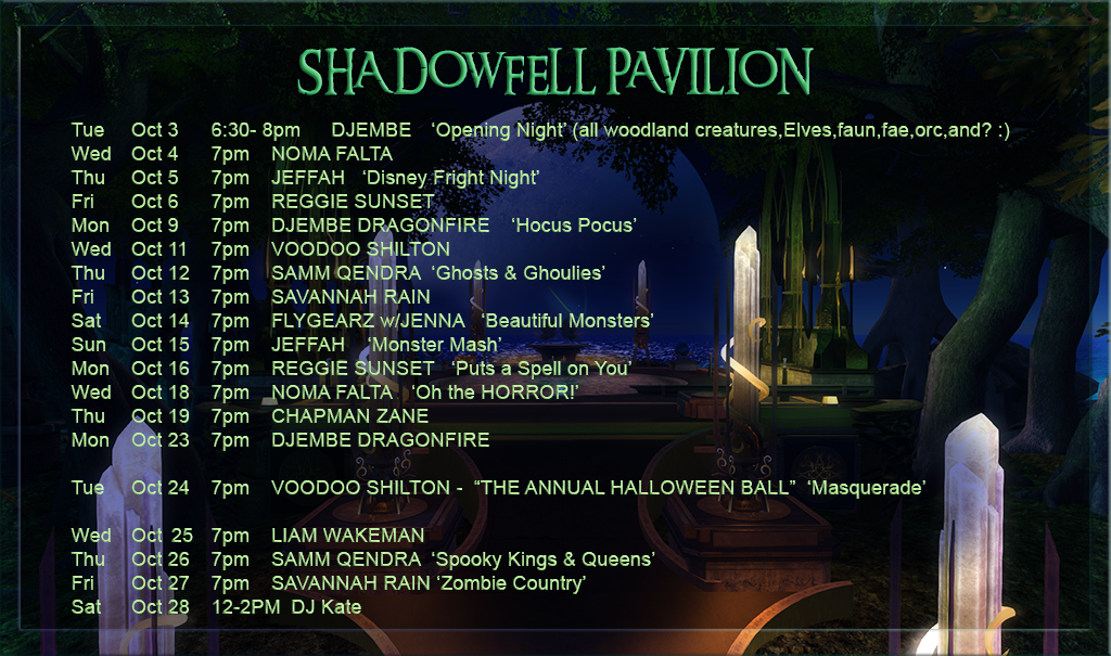 VOODOO SHILTON at SHADOWFELL PAVILION TONIGHT 7pm SLT! | Calas Galadhon ...